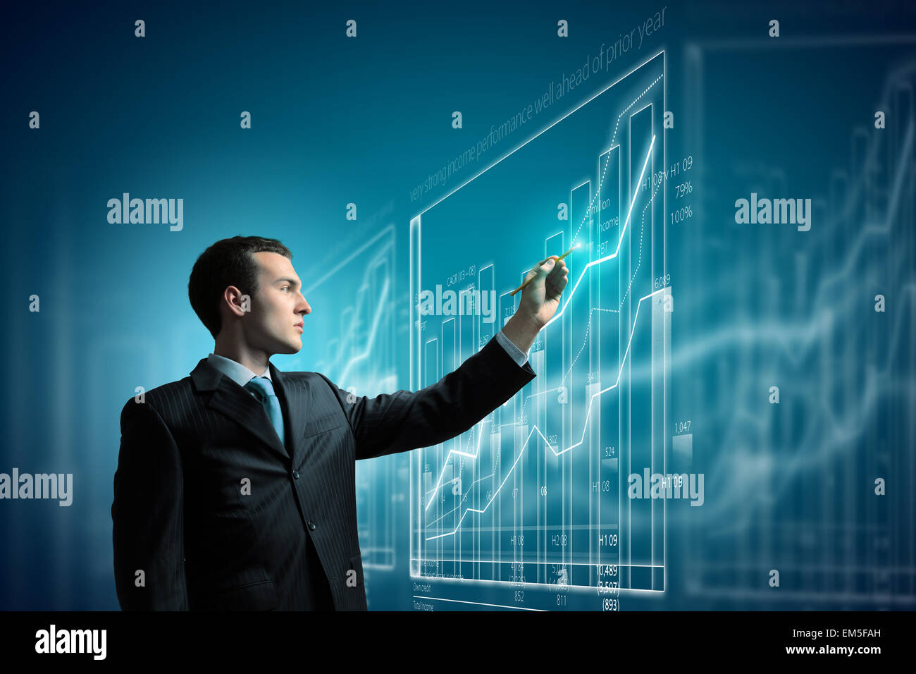 Businessman and media screen Stock Photo - Alamy