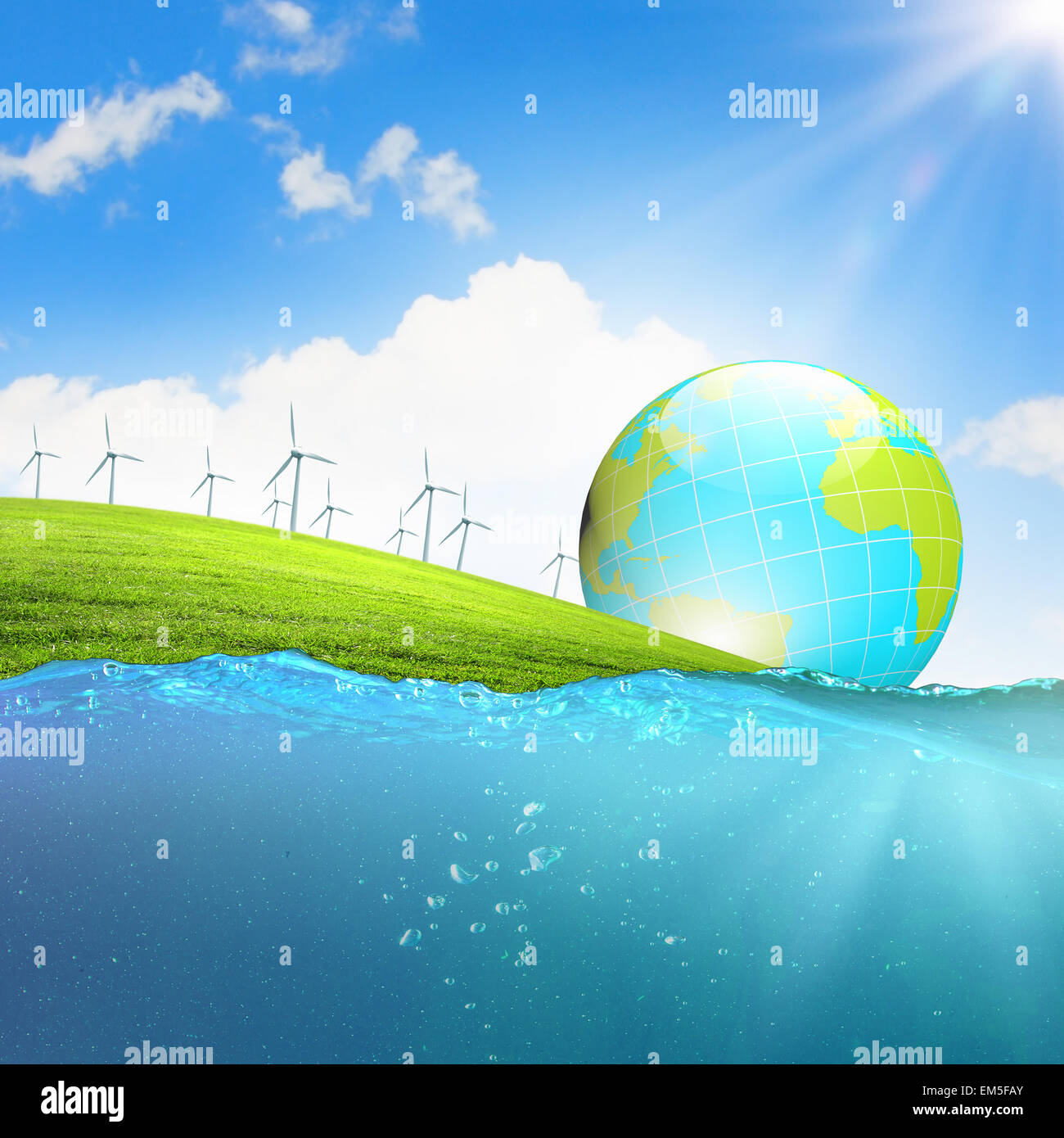 Earth planet in water Stock Photo - Alamy