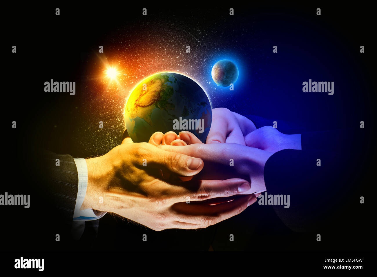 Earth planet in hands Stock Photo - Alamy