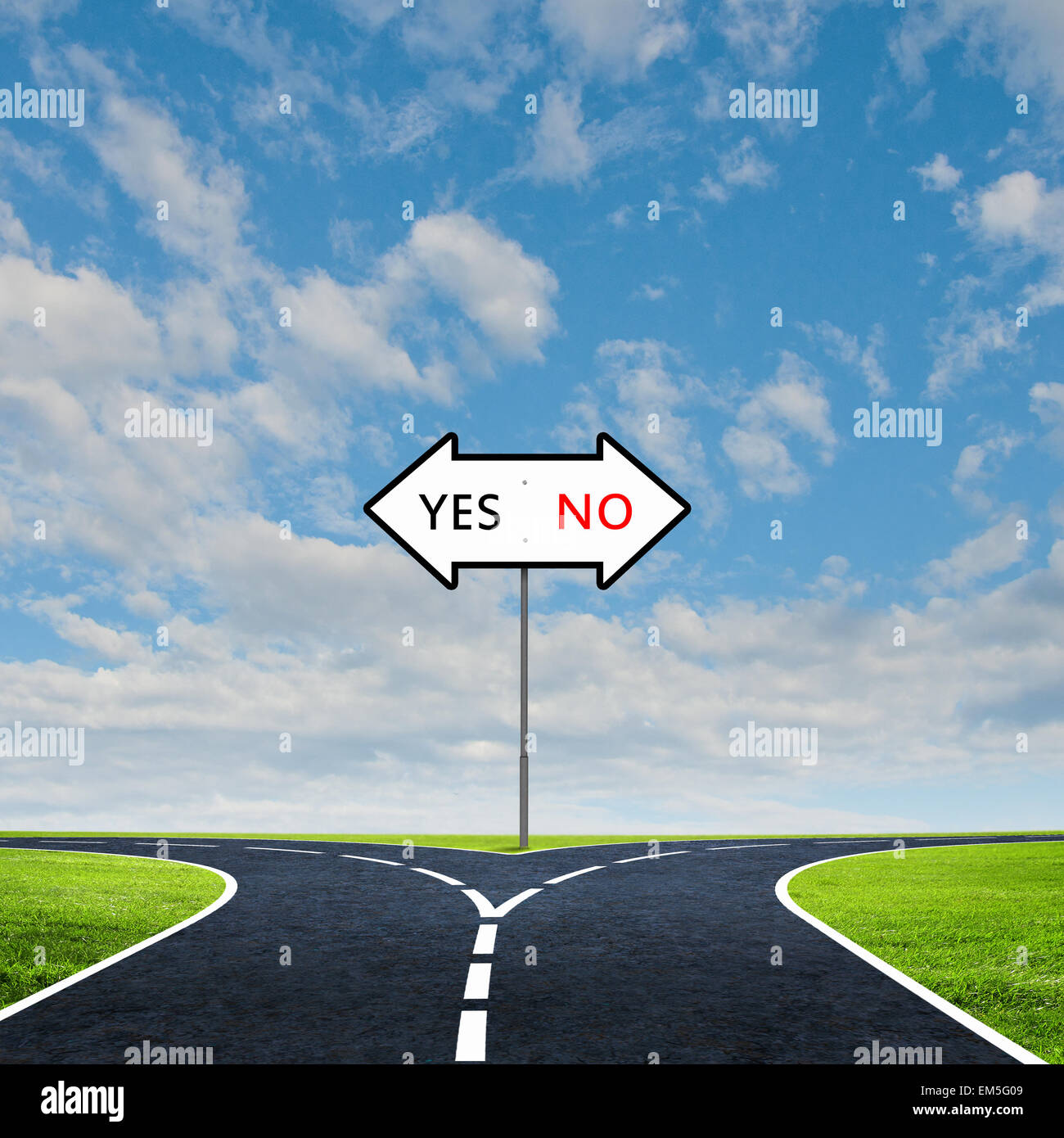 Cross road with sign Stock Photo - Alamy
