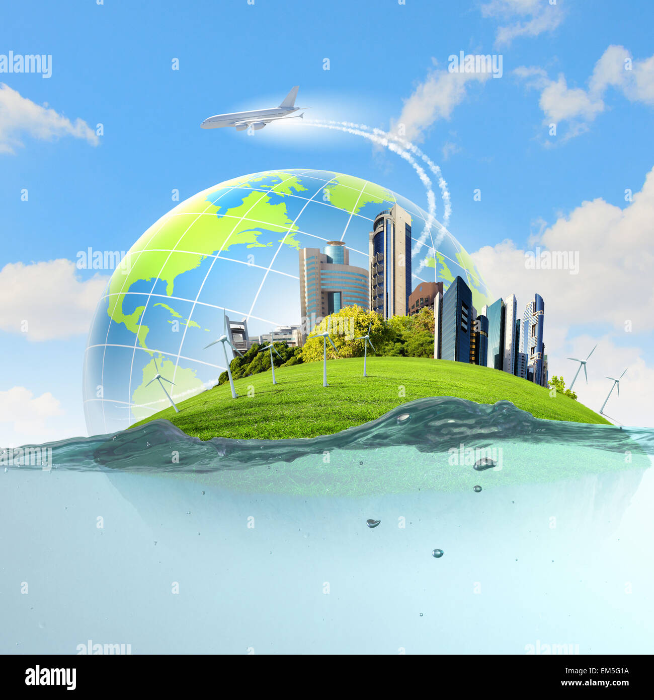 Earth planet in water Stock Photo - Alamy