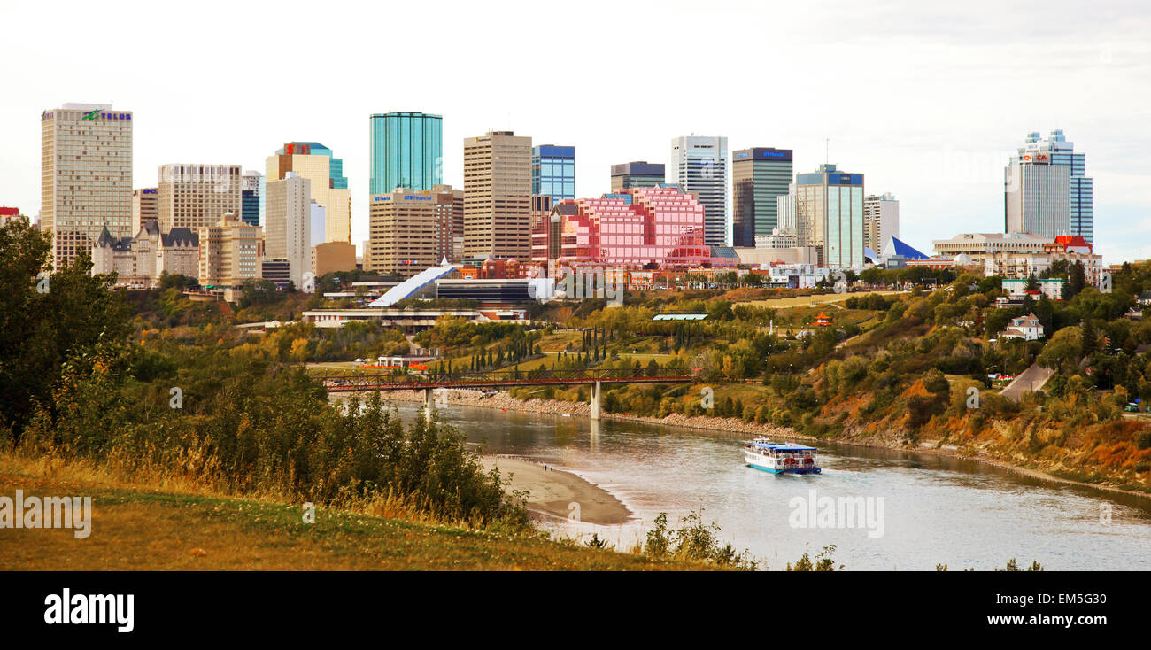 Edmonton skyline across North Saskatchewan river facing West; Edmonton ...
