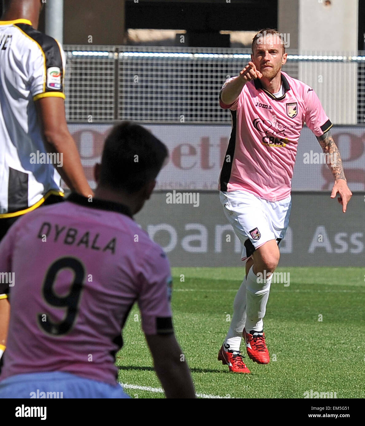 Palermo's midfielder Luca Rigoni celebrates after scoring the 0-2 goal ...