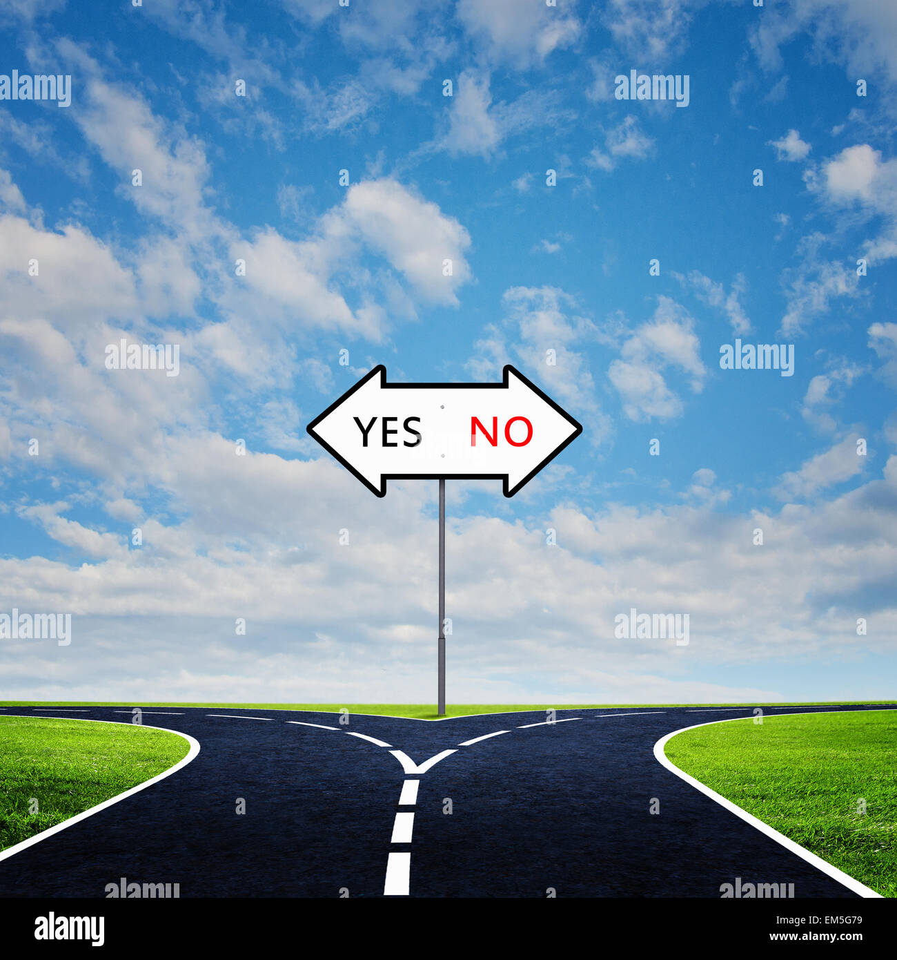 Cross road with sign Stock Photo - Alamy