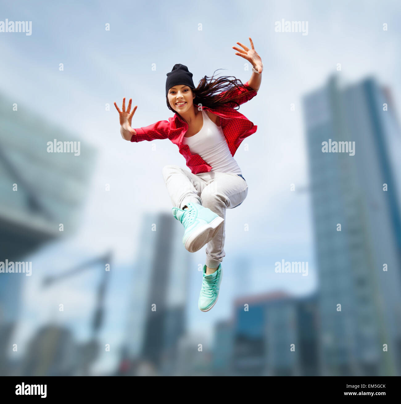 beautiful dancing girl jumping Stock Photo - Alamy