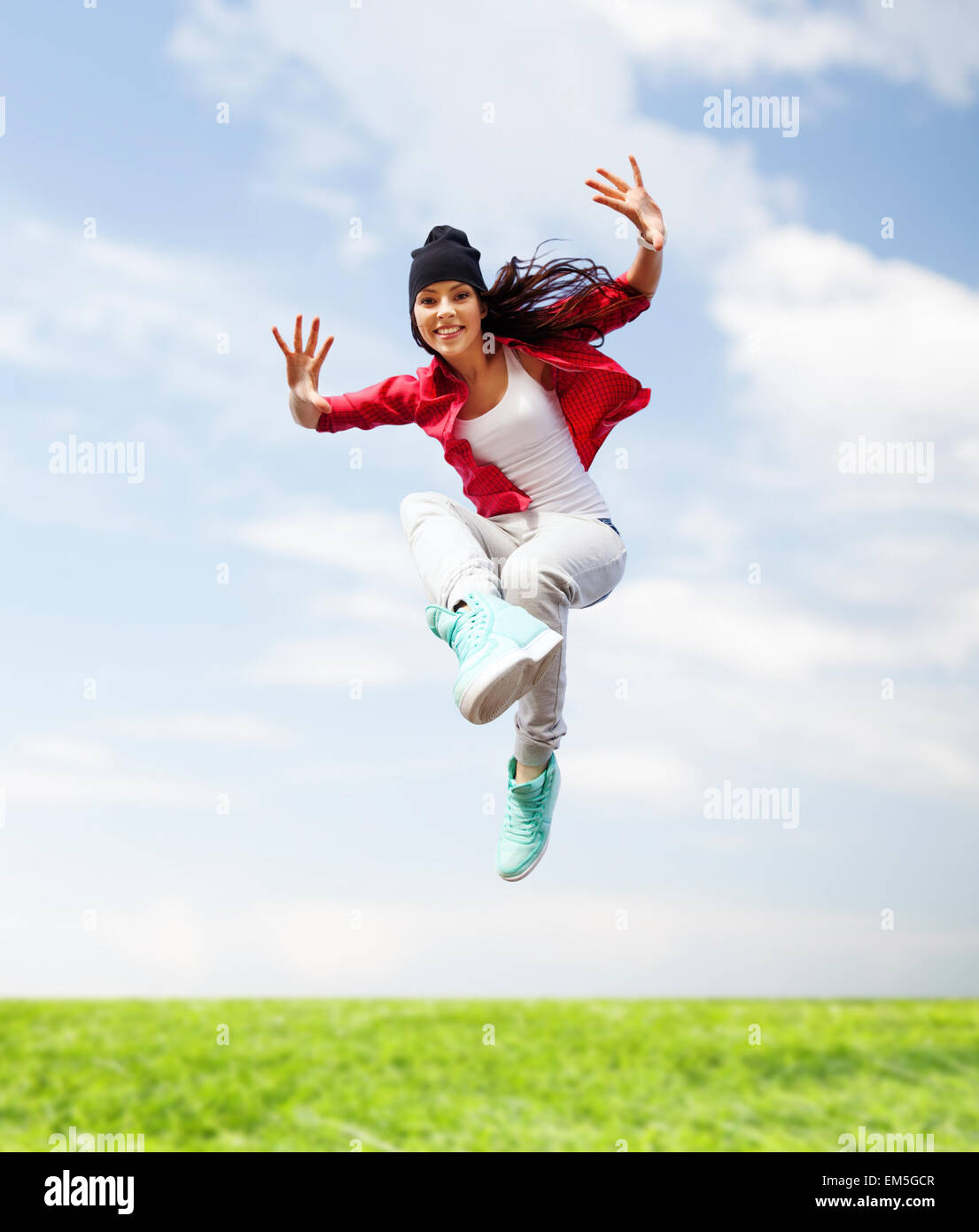 beautiful dancing girl jumping Stock Photo - Alamy