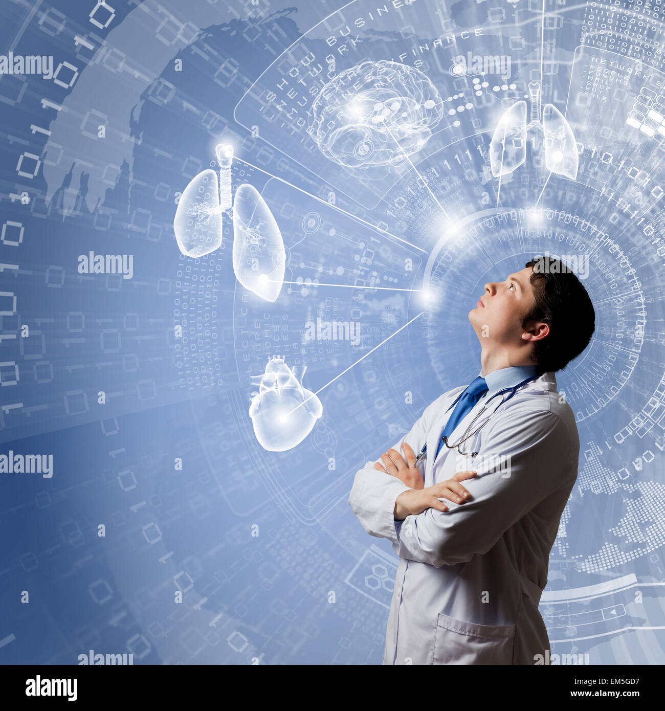 Male doctor thinking Stock Photo - Alamy