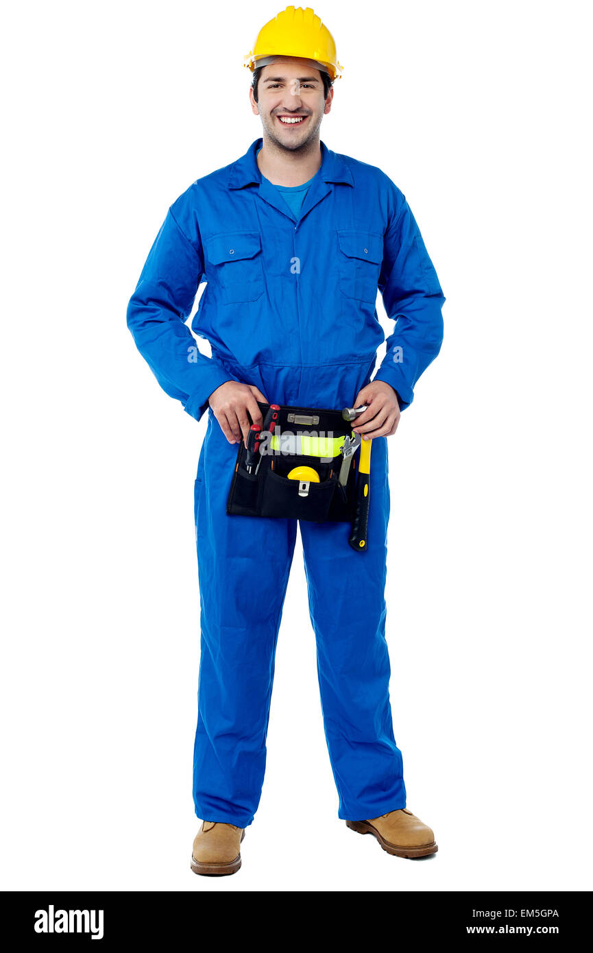 Skilled male plumber with toolkit Stock Photo - Alamy