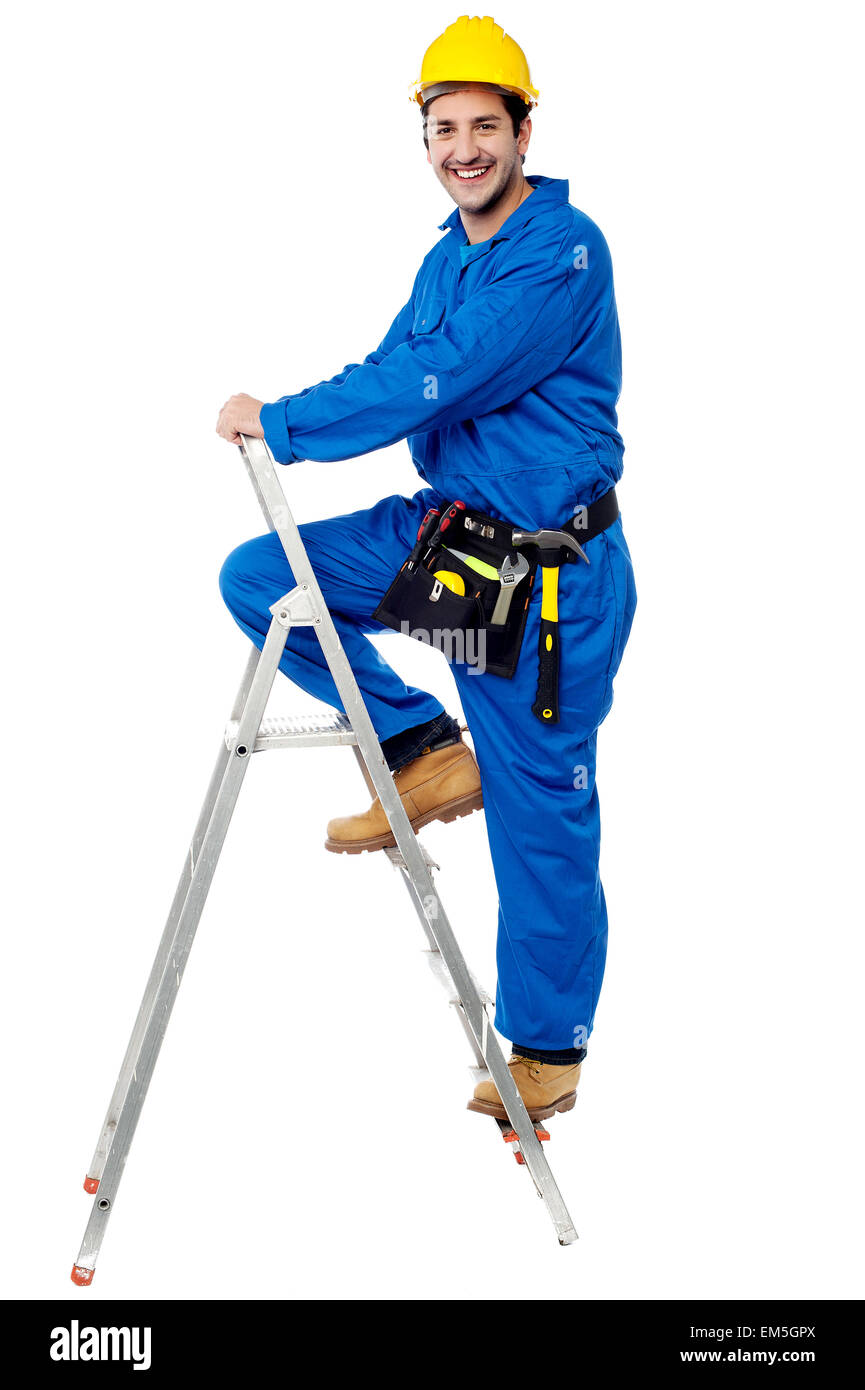 Construction worker climbing ladder hi-res stock photography and images ...