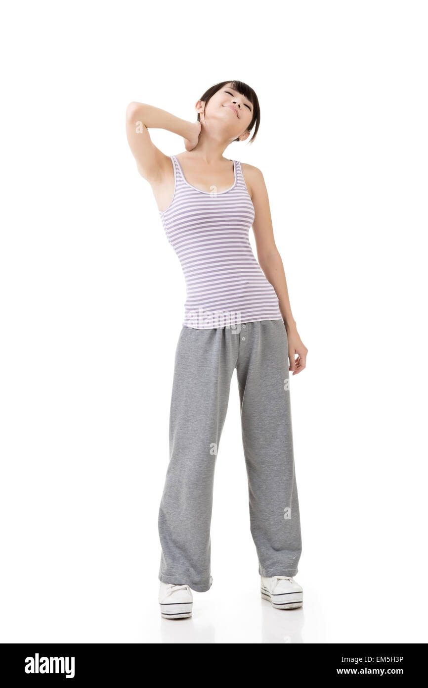 Fitness asian girl doing stretch exercise Stock Photo - Alamy