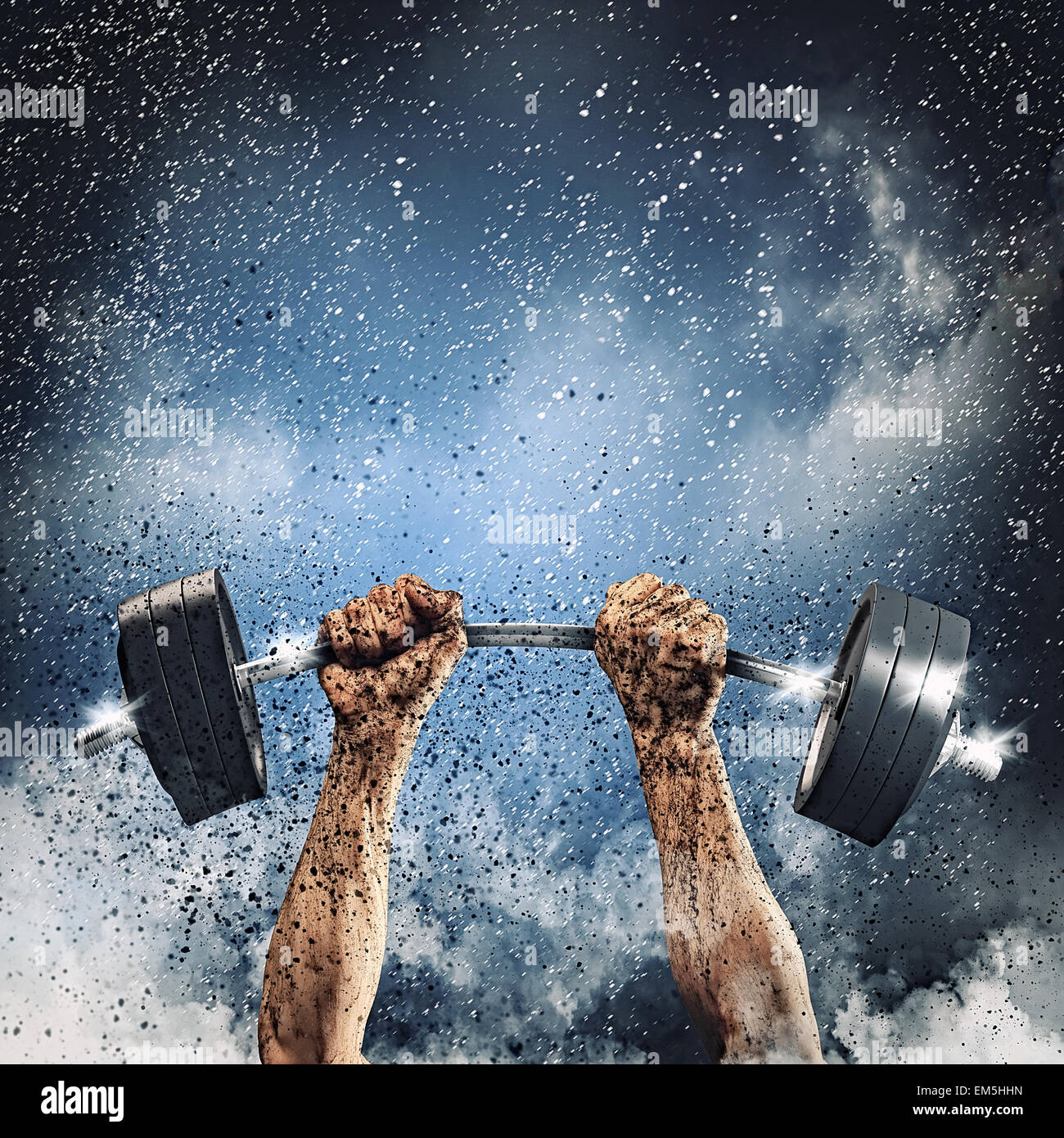 Human hands lifting barbell Stock Photo - Alamy