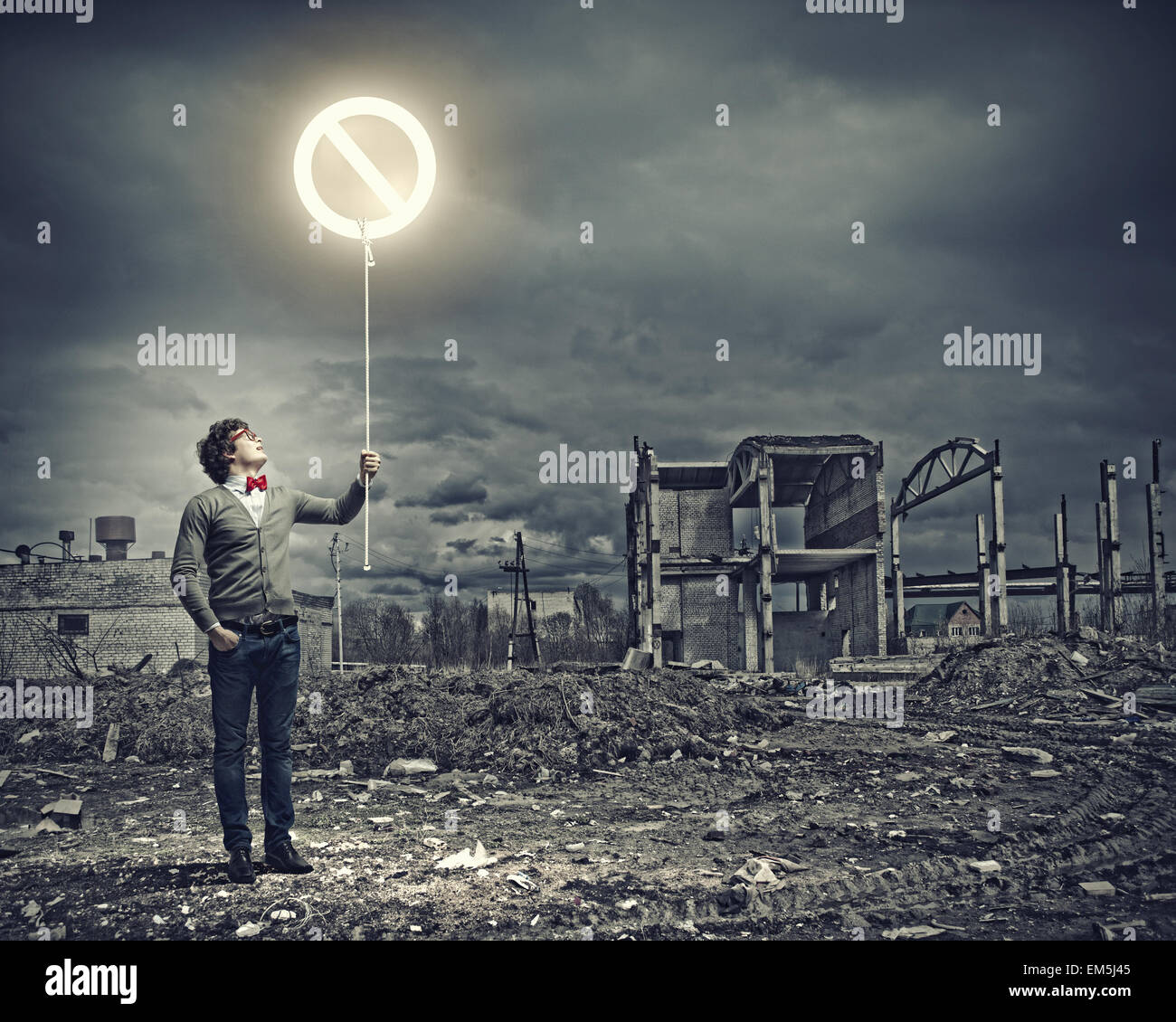 Young man and stop sign Stock Photo - Alamy