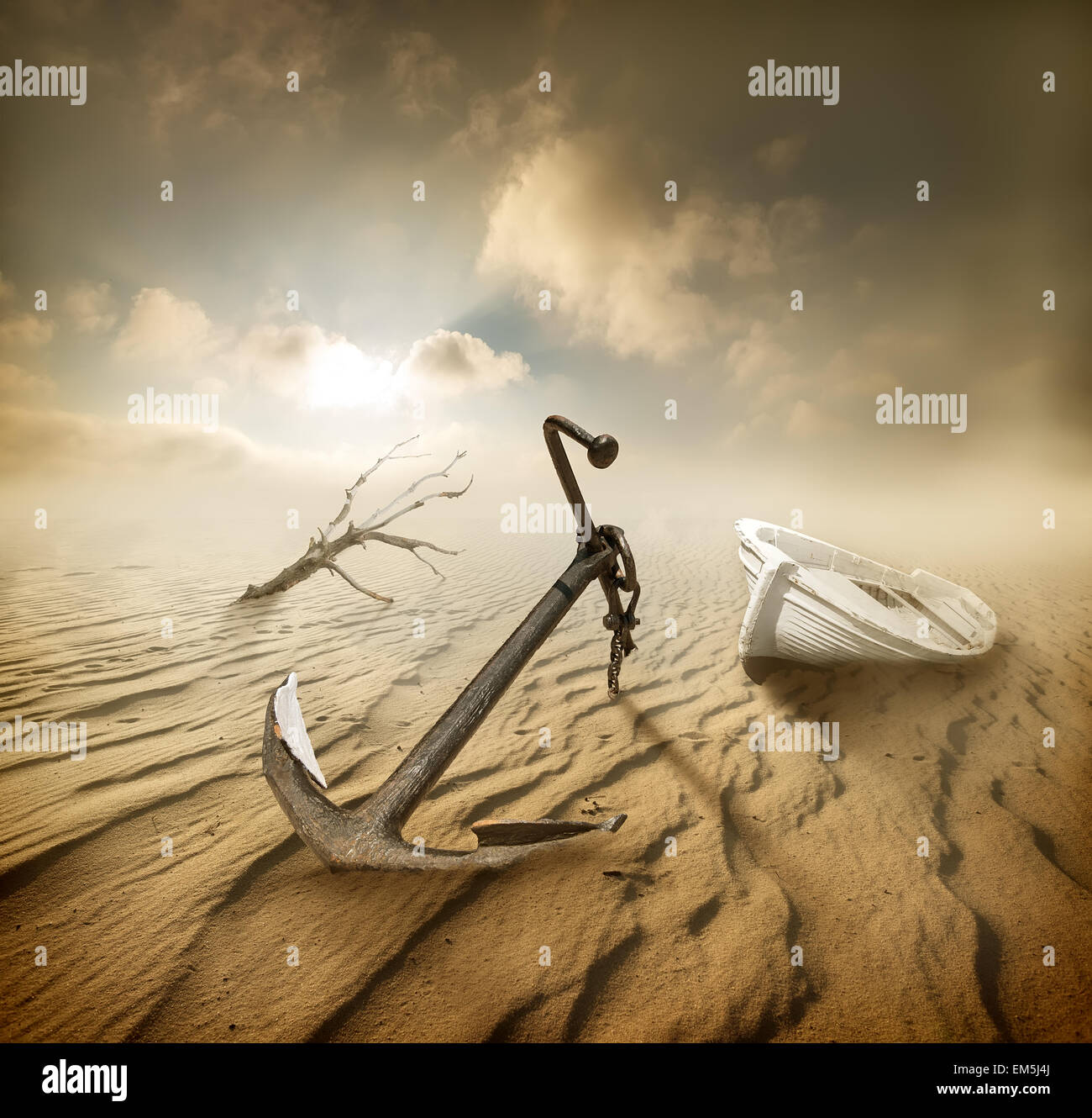 Boat in the desert Stock Photo - Alamy