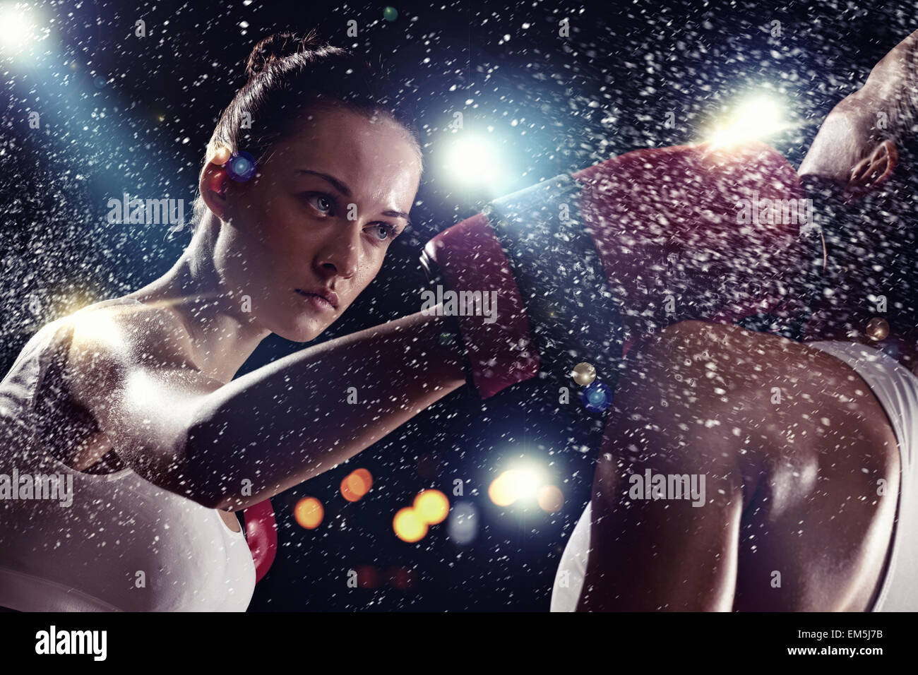 Two pretty women boxing Stock Photo - Alamy