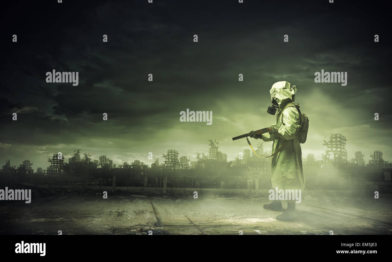 Stalker with gun Stock Photo - Alamy