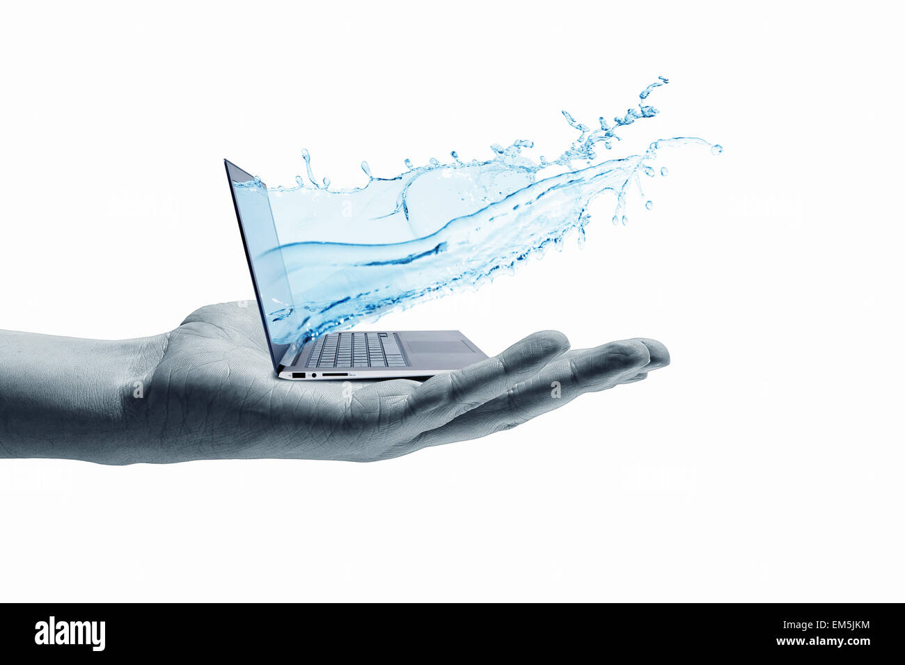 Laptop in hand Stock Photo - Alamy