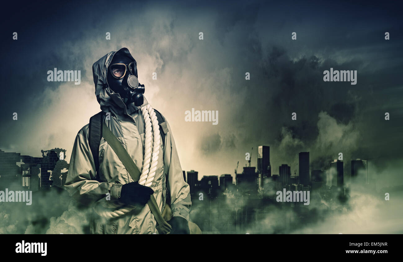 Stalker in gas mask Stock Photo - Alamy