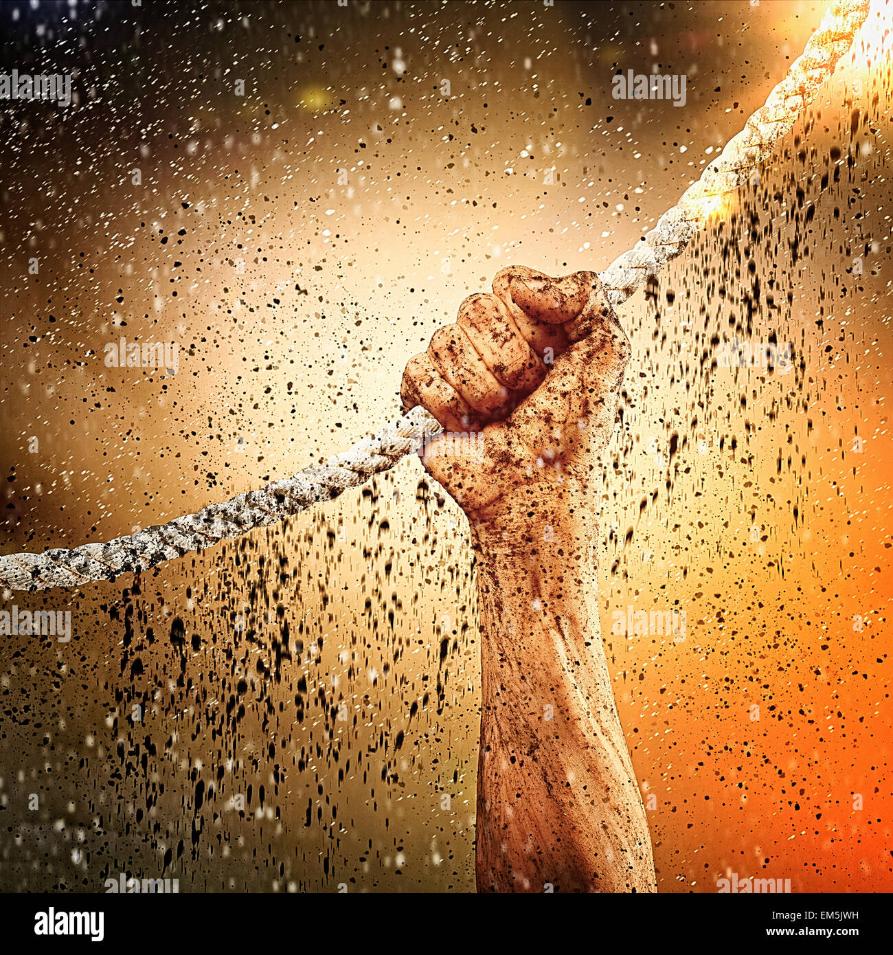 Human hand holding rope Stock Photo - Alamy