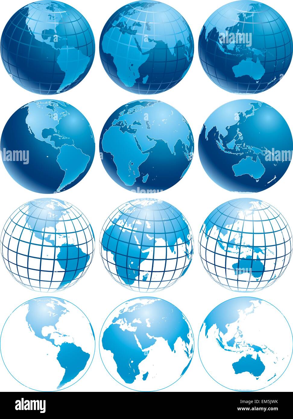 Three world globes Stock Vector Images - Alamy