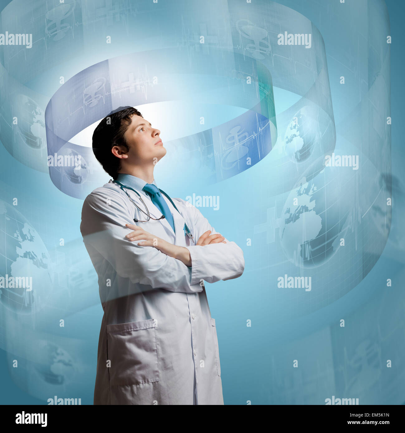 Male doctor thinking Stock Photo - Alamy