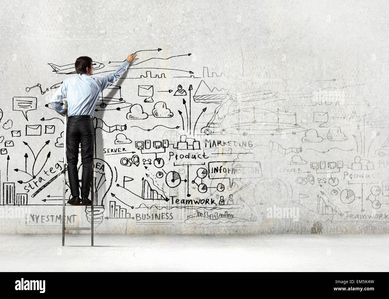 Businessman drawing sketch Stock Photo - Alamy