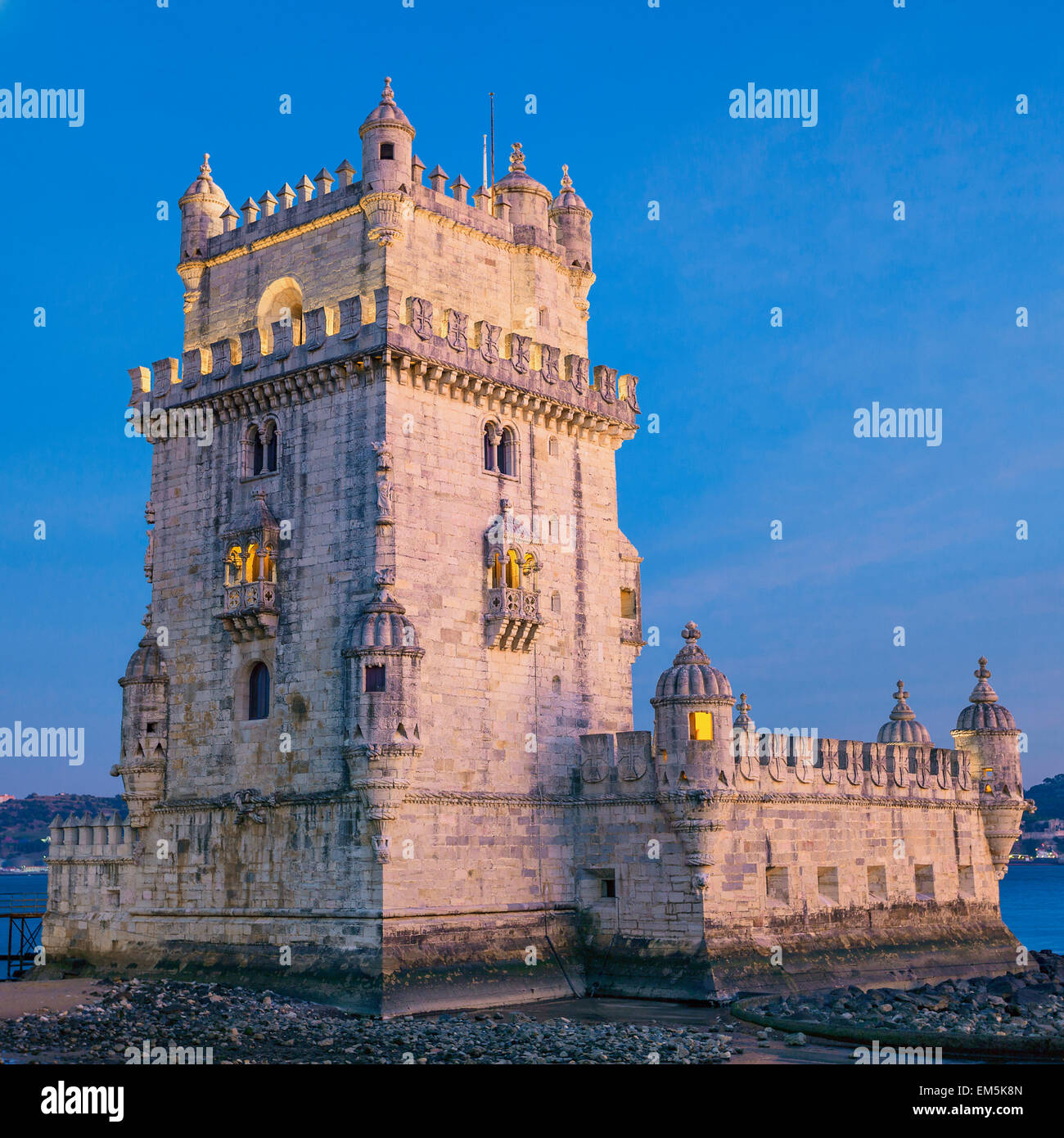 Belem tower at sunset Stock Photo - Alamy