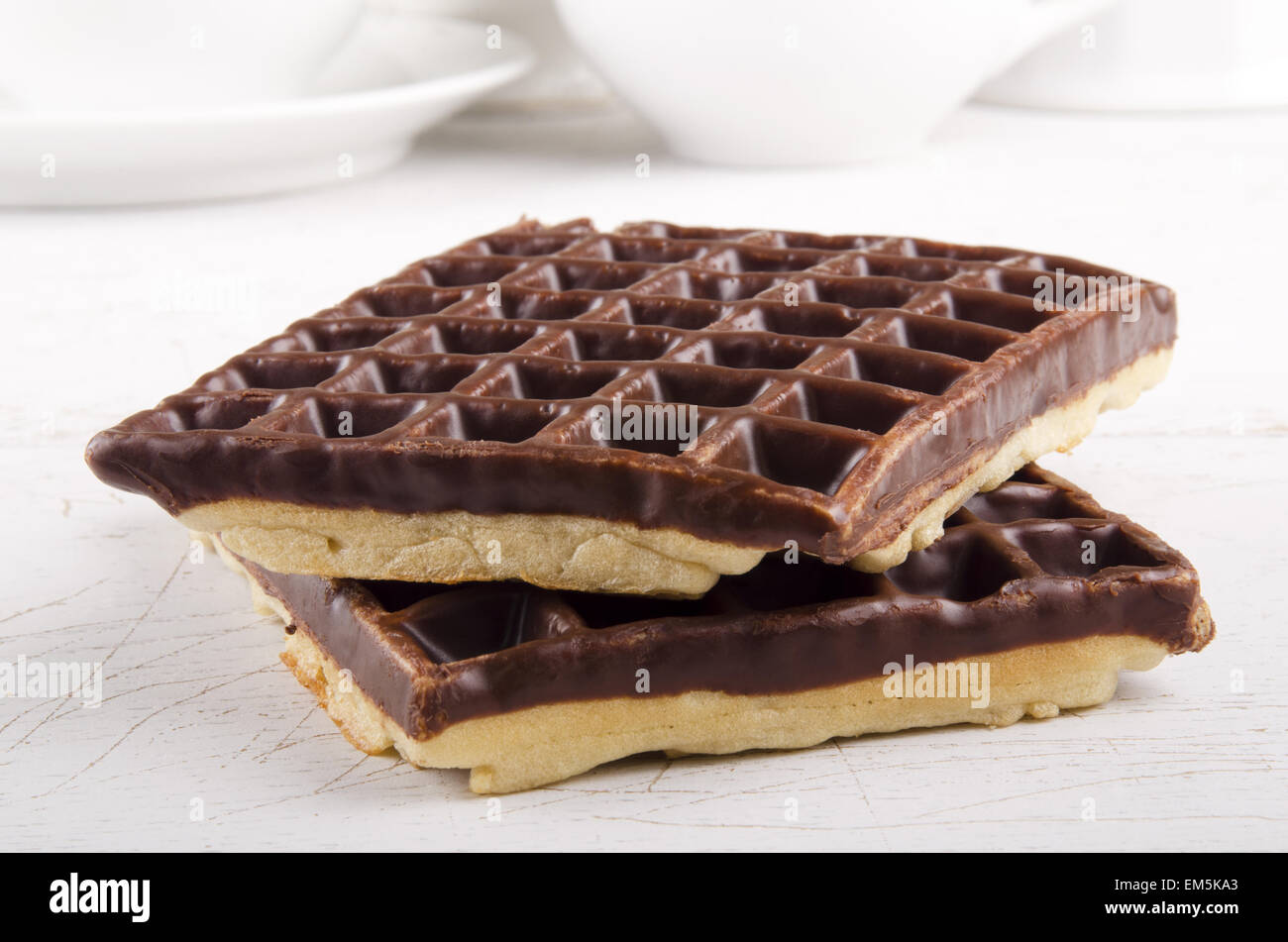 two chocolate waffle Stock Photo - Alamy