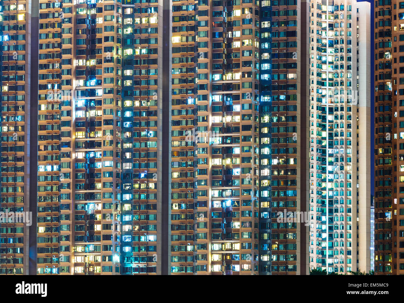 Apartment building at night Stock Photo - Alamy