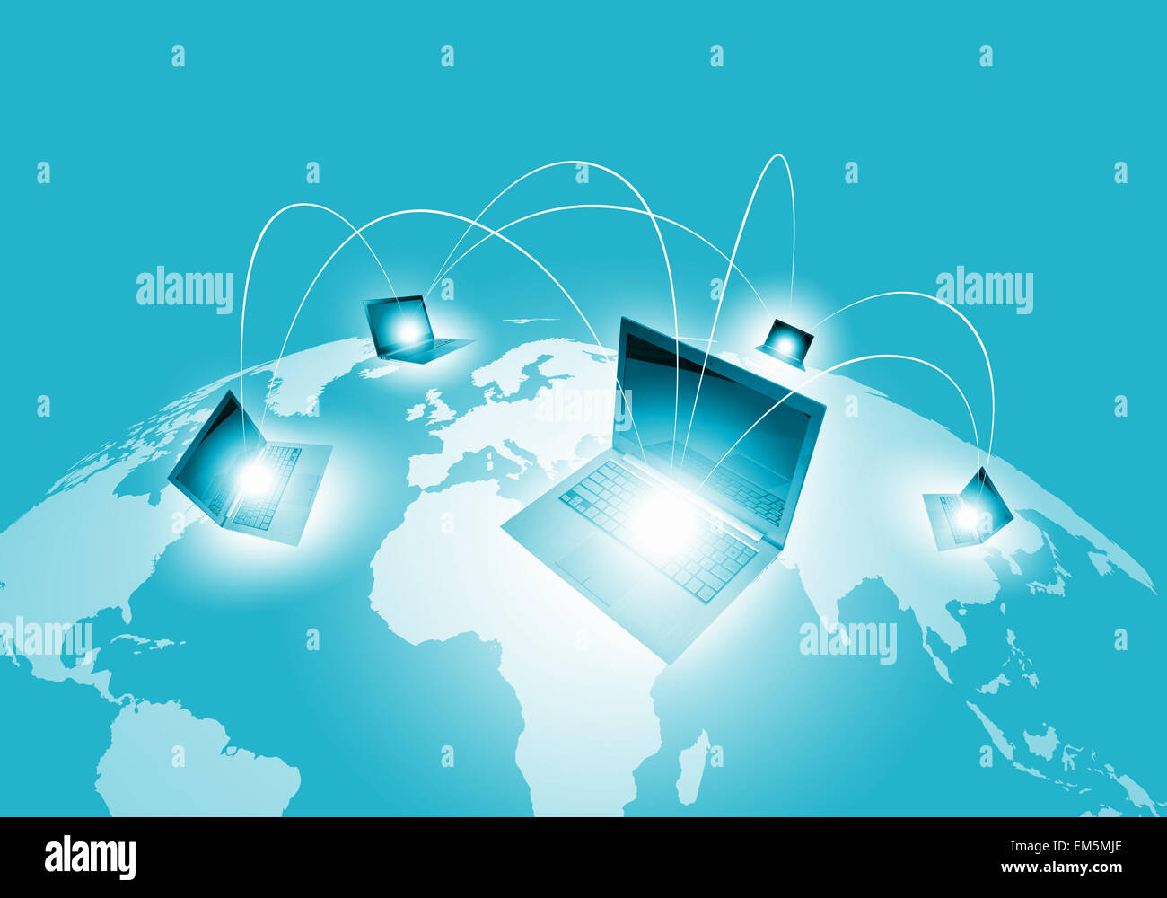 Laptops earth world map hi-res stock photography and images - Alamy