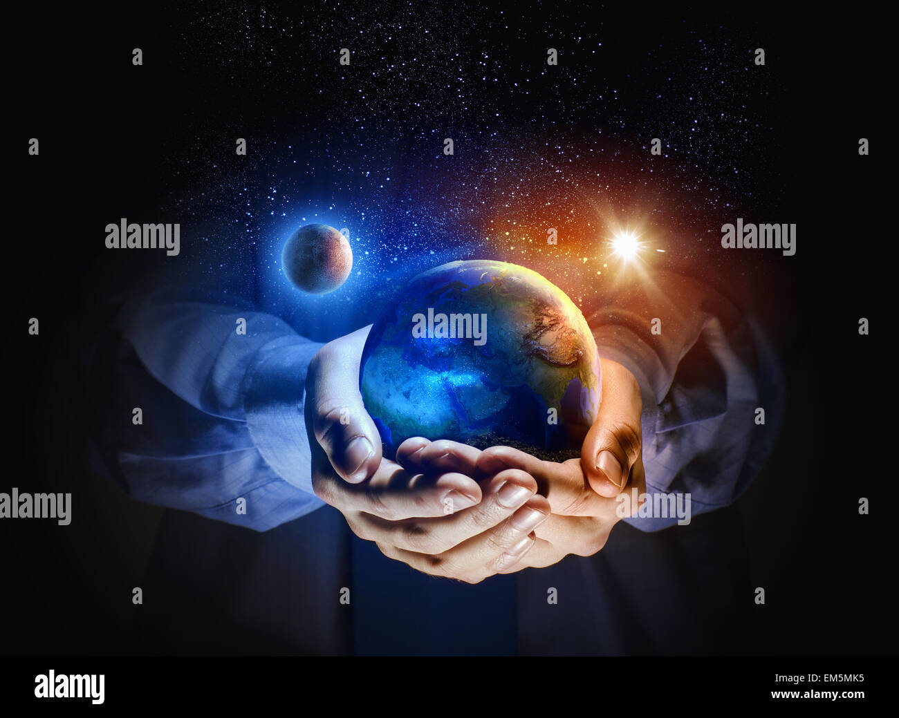 Earth planet in hands Stock Photo - Alamy