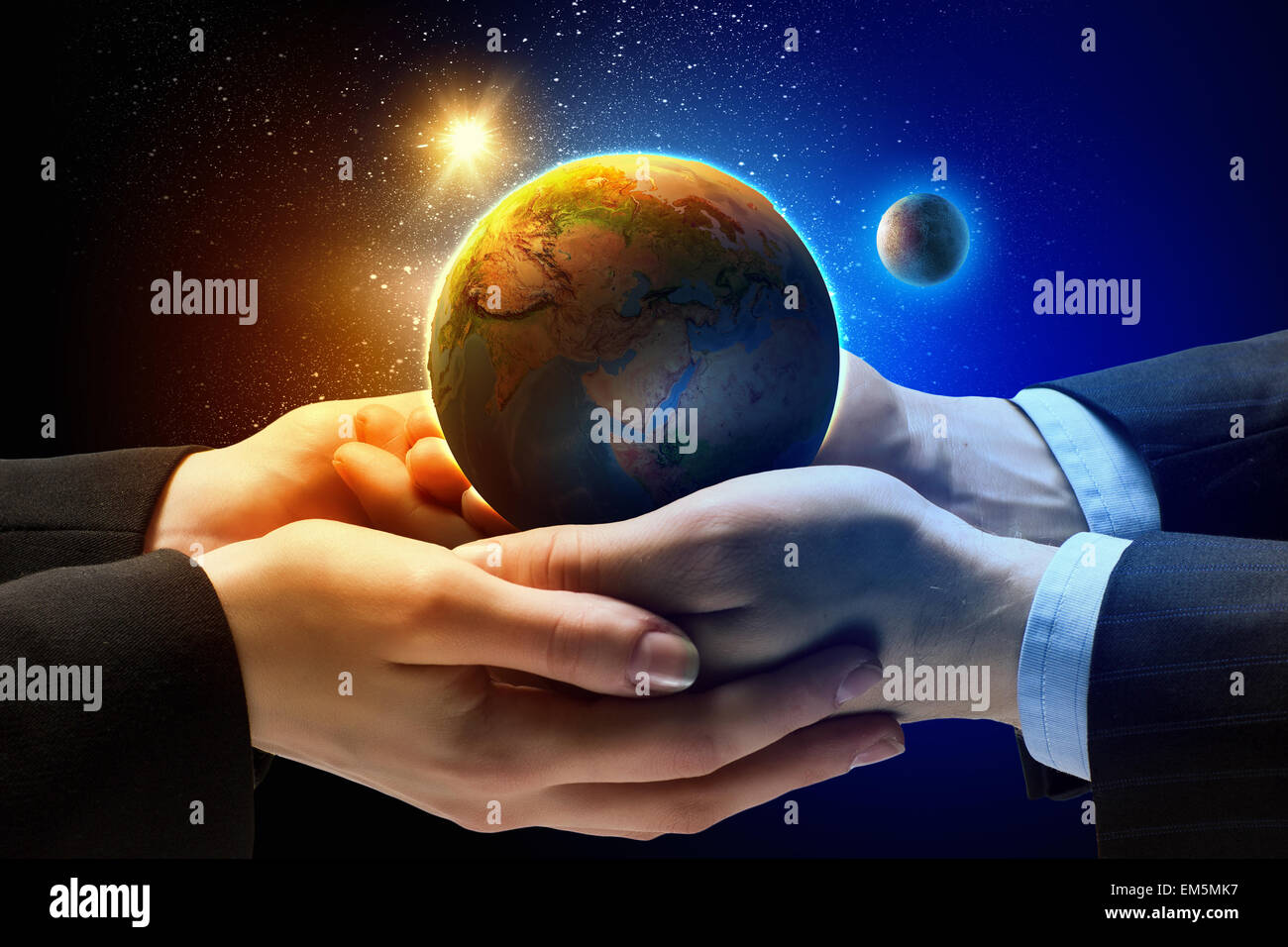 Earth planet in hands Stock Photo - Alamy
