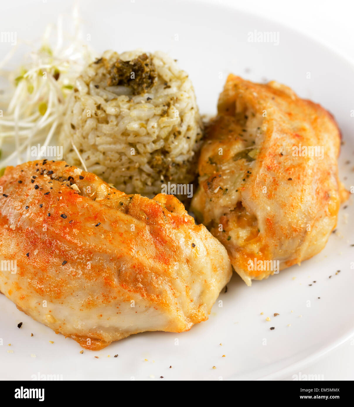 Tilapia Fillet With Rice Stock Photo - Alamy