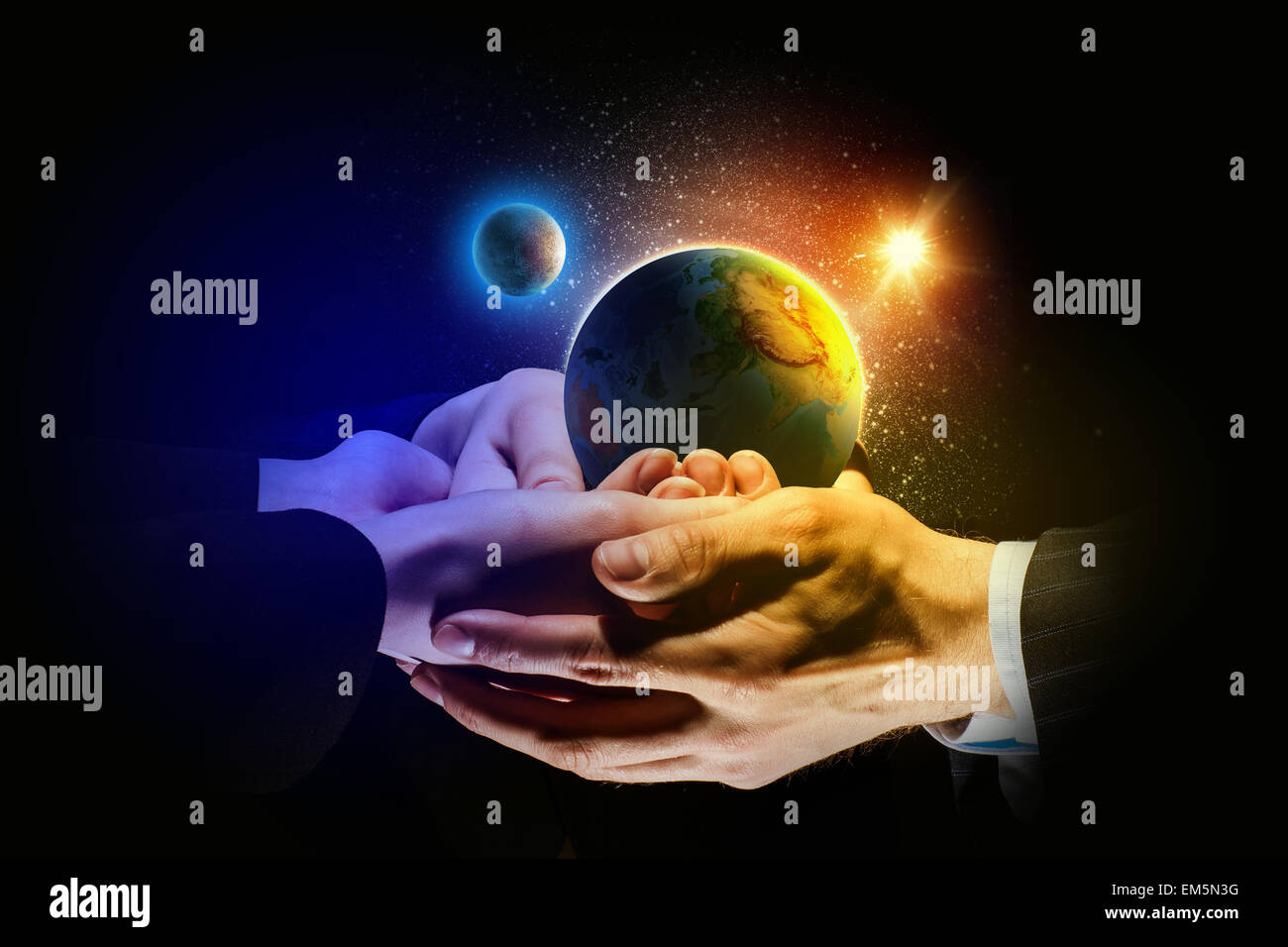 Earth planet in hands Stock Photo - Alamy
