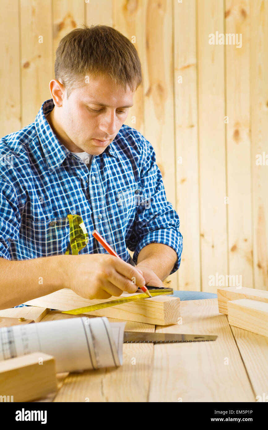 carpenter with pencil Stock Photo - Alamy