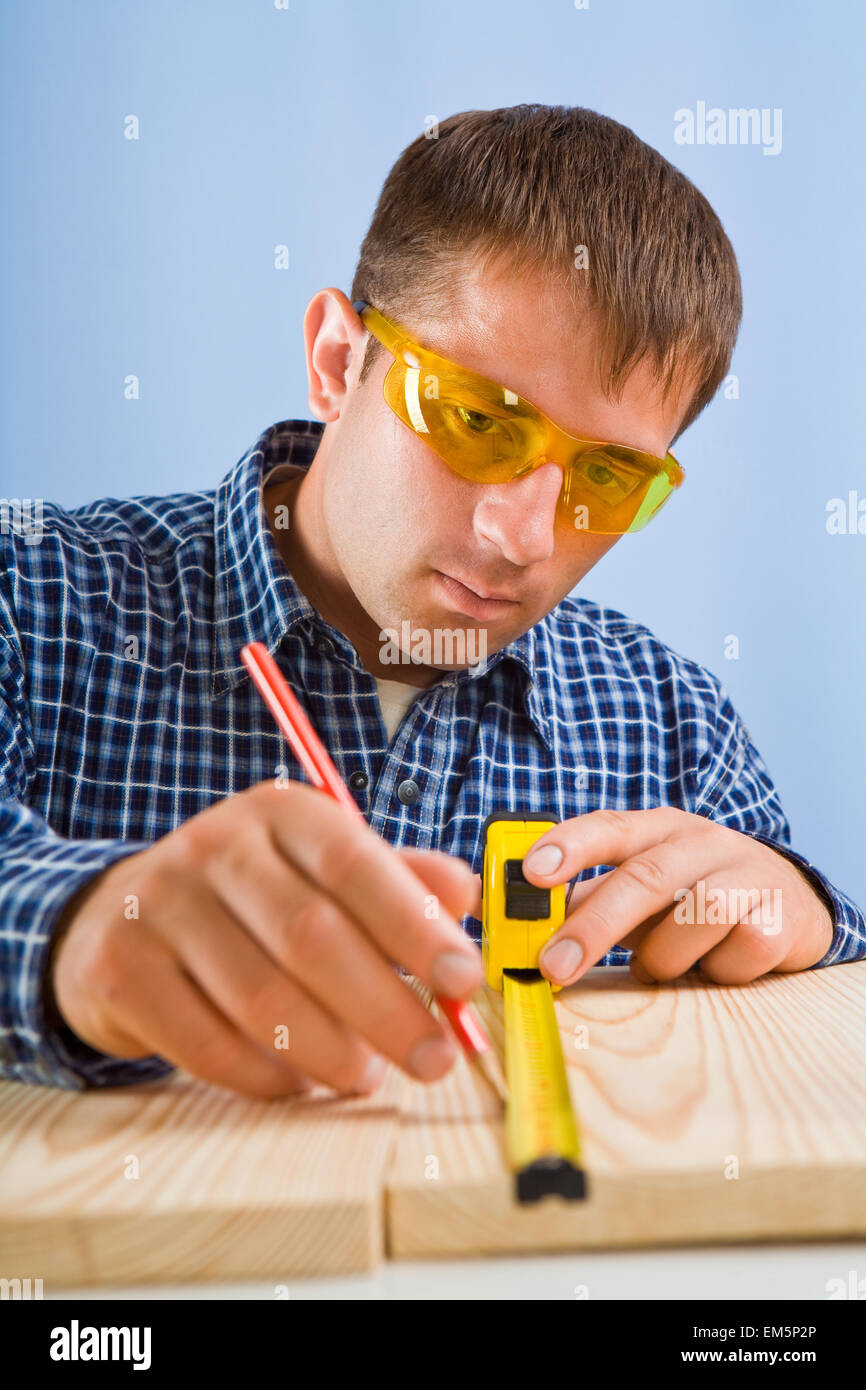 man with red pencil Stock Photo - Alamy
