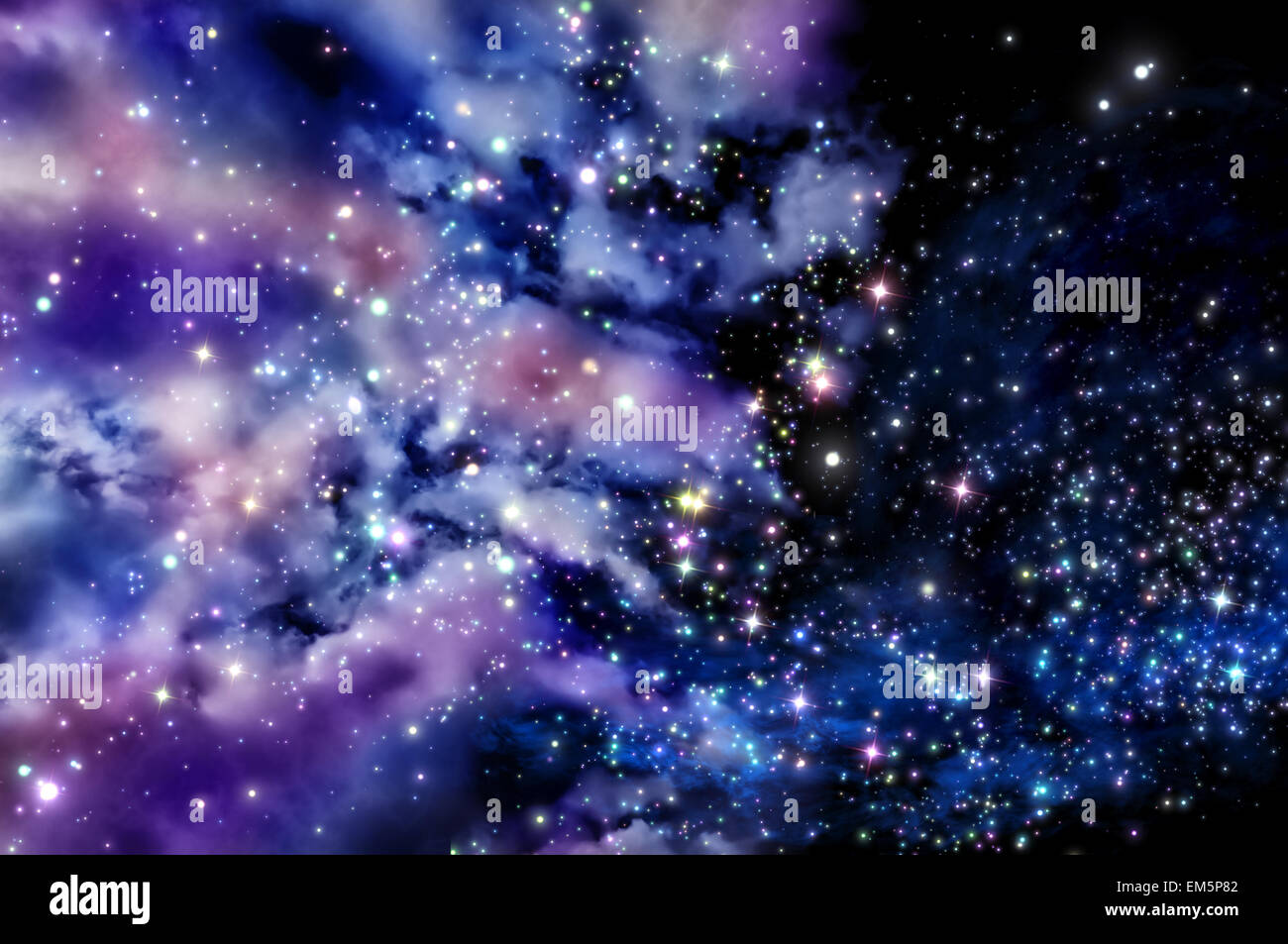 Blue and magenta nebula Stock Photo - Alamy