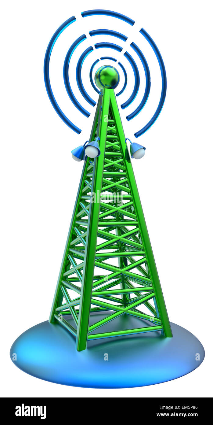 digital transmitter sends signals from high tower Stock Photo - Alamy