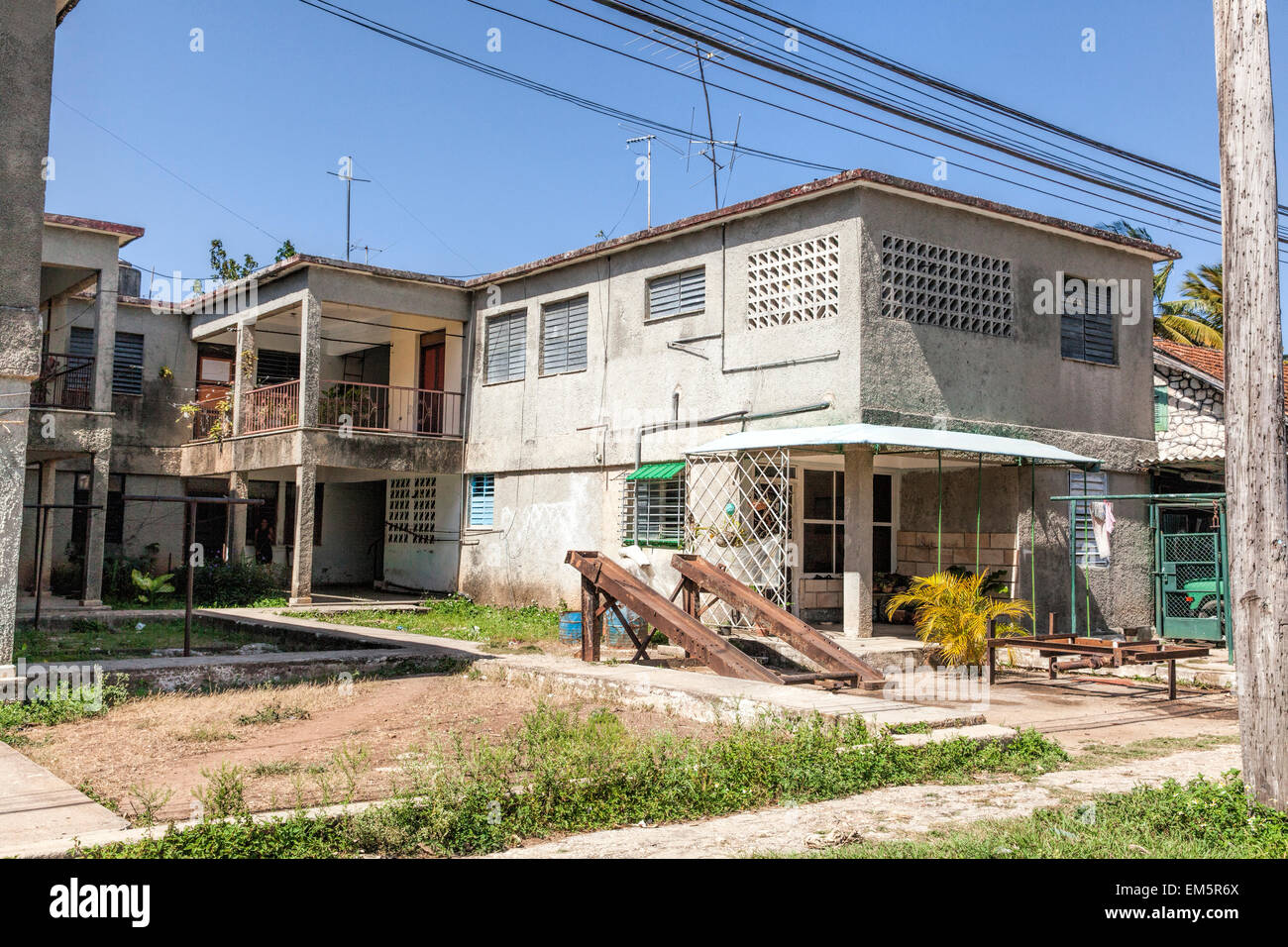 Old abandoned buildings in poor state of repair in a remote part of ...