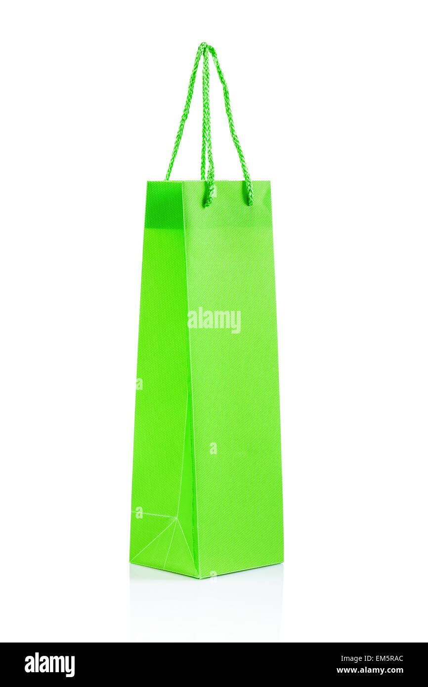 a single green paper bag isolated Stock Photo - Alamy