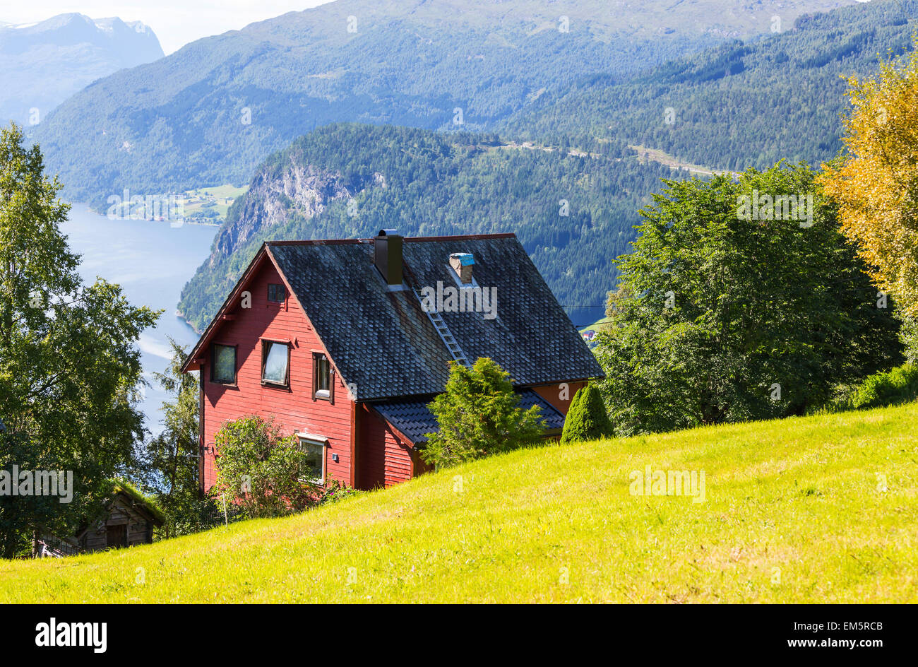 Huts in Norway mountains Stock Photo - Alamy