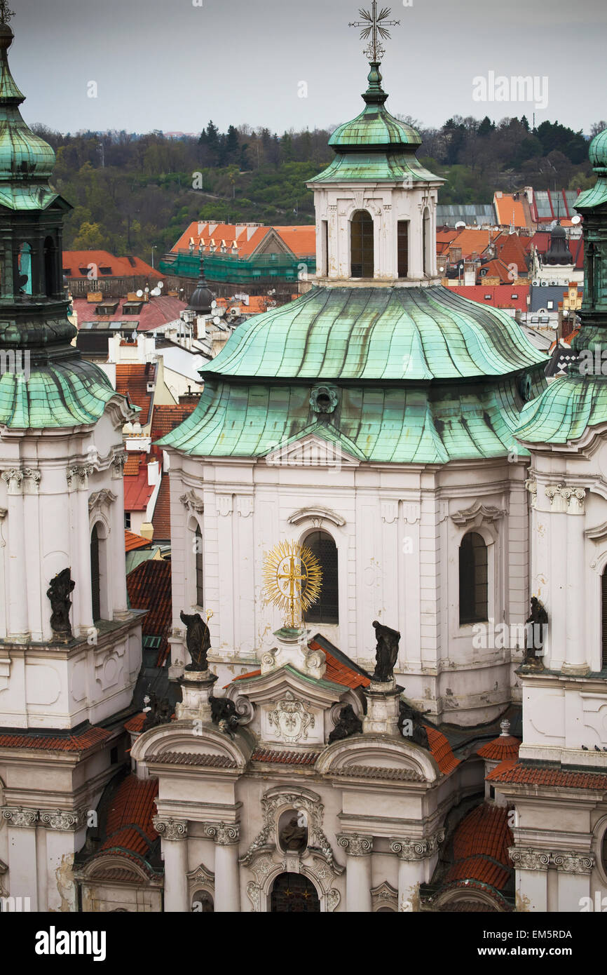 Czech Republic, Unique architecture of building with statues on the ...
