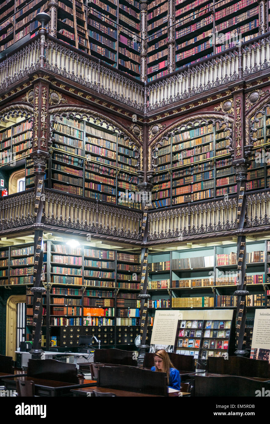 Brazil, Rio De Janeiro, the library Real Cabinete Portugues De Leitura ...