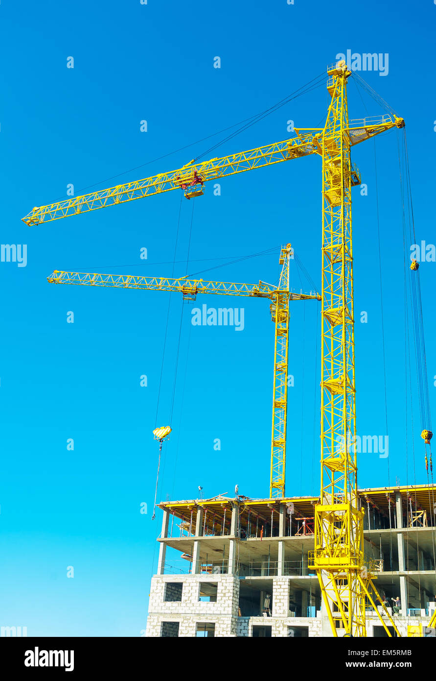 construction cranes in work Stock Photo - Alamy