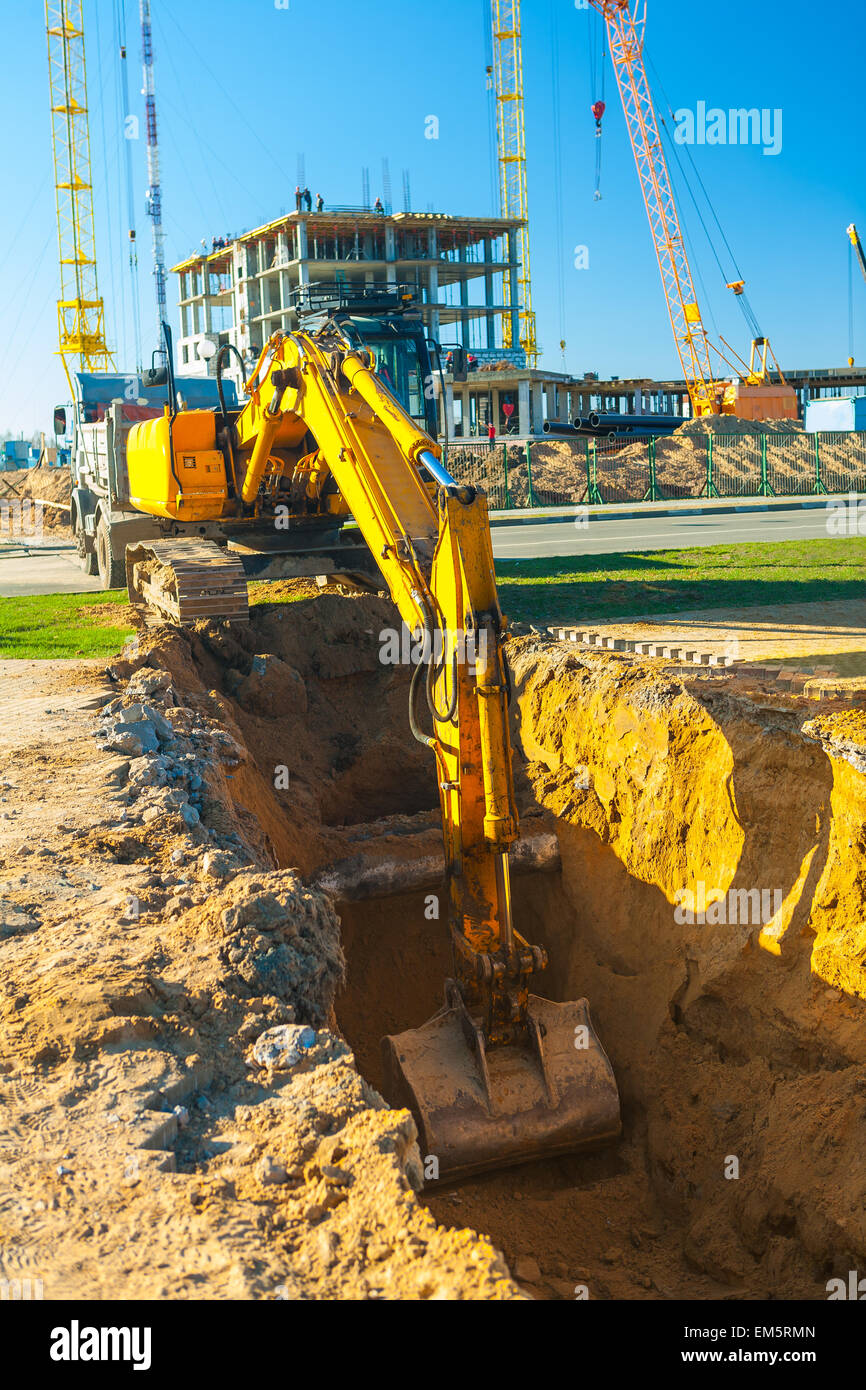 excavator in work Stock Photo - Alamy