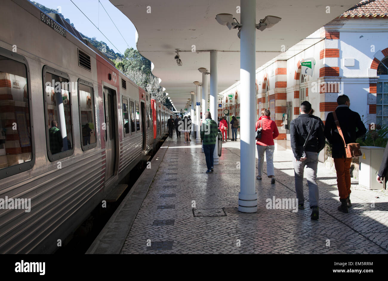 Sintra Station Platform with Passengers - Sintra, Portugal Stock Photo ...