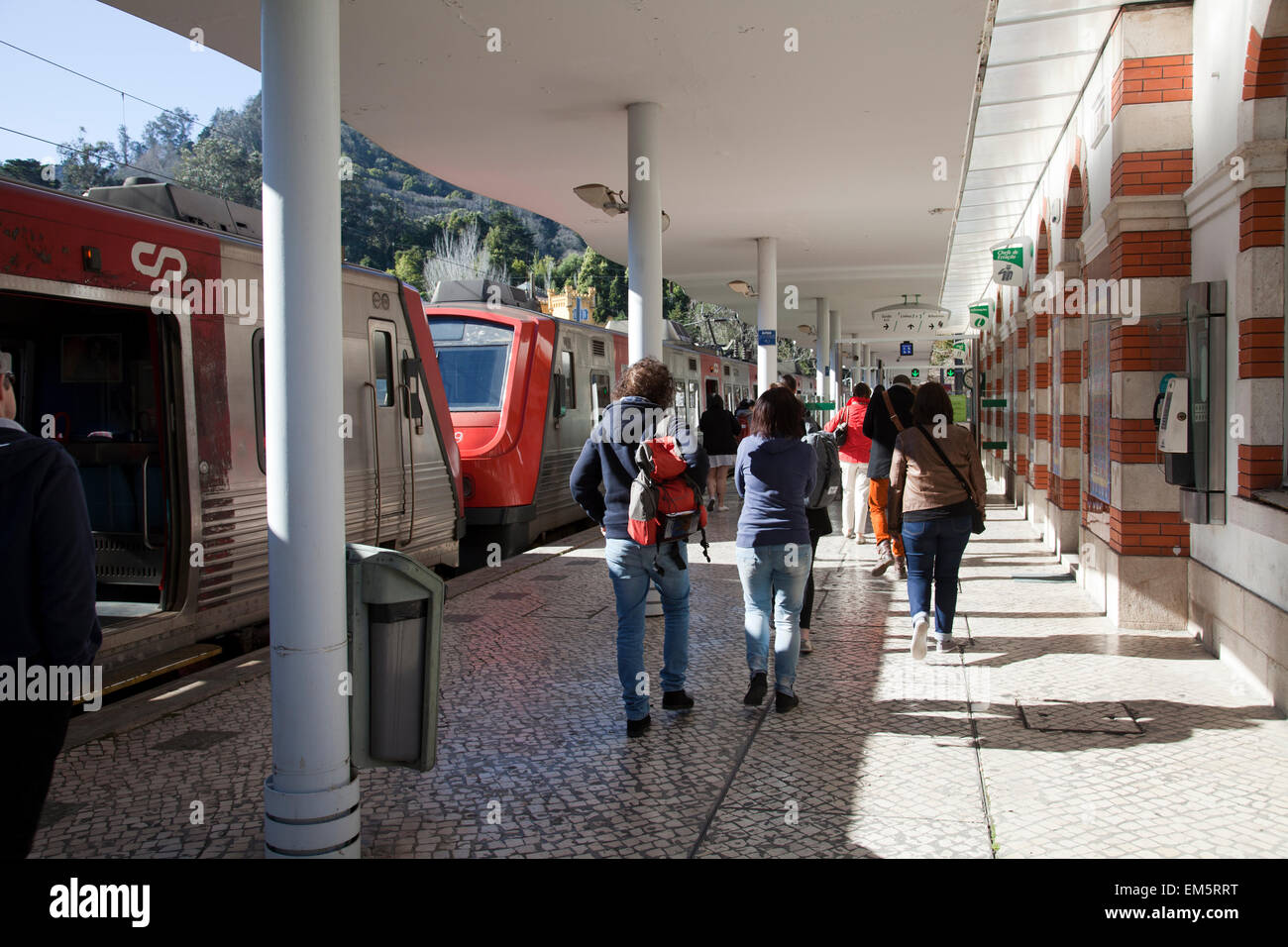 Sintra Station Platform with Passengers - Sintra, Portugal Stock Photo ...