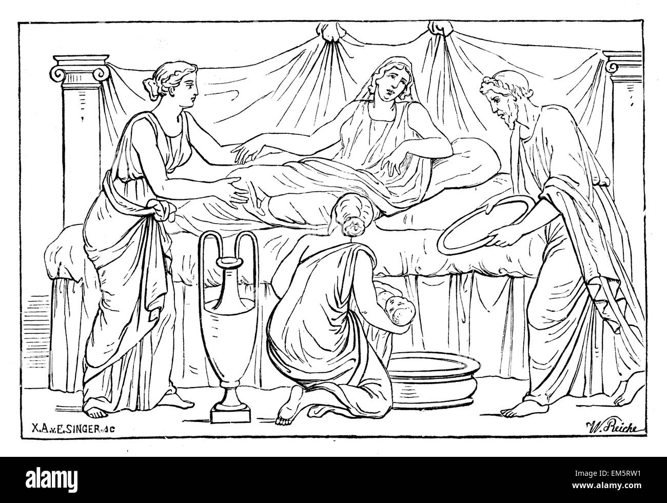 Birth of the Emperor Titus. Ceiling painting in the palace of Titus on ...