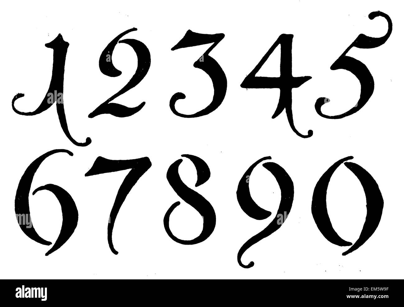 Digits , numbers, brush painting , 16th century Stock Photo - Alamy