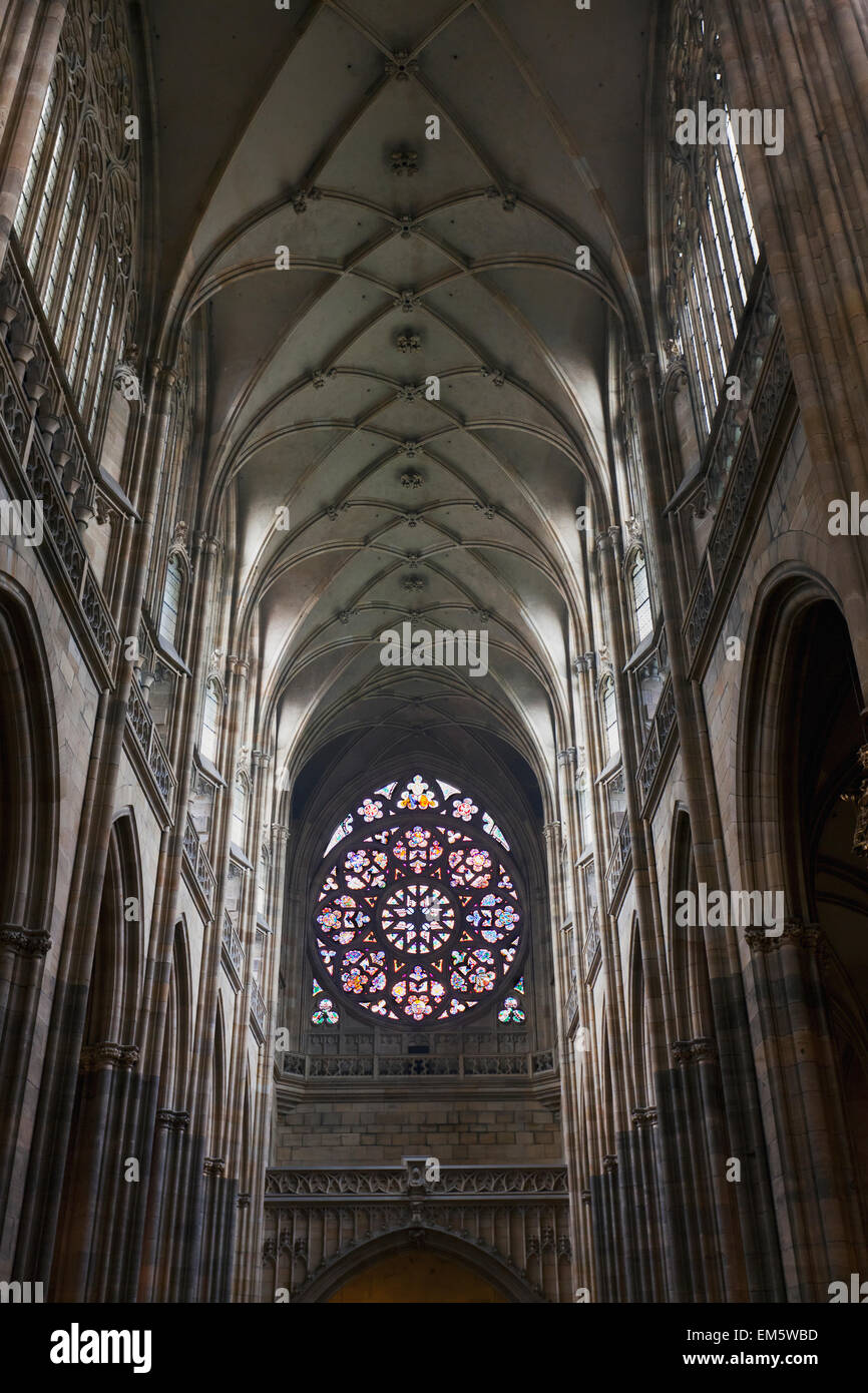 Czech Republic, Ornate round stained glass window; Prague Stock Photo ...