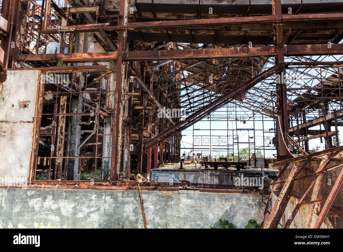 Old abandoned and disused derelict rusty sugar mill in a remote part of ...